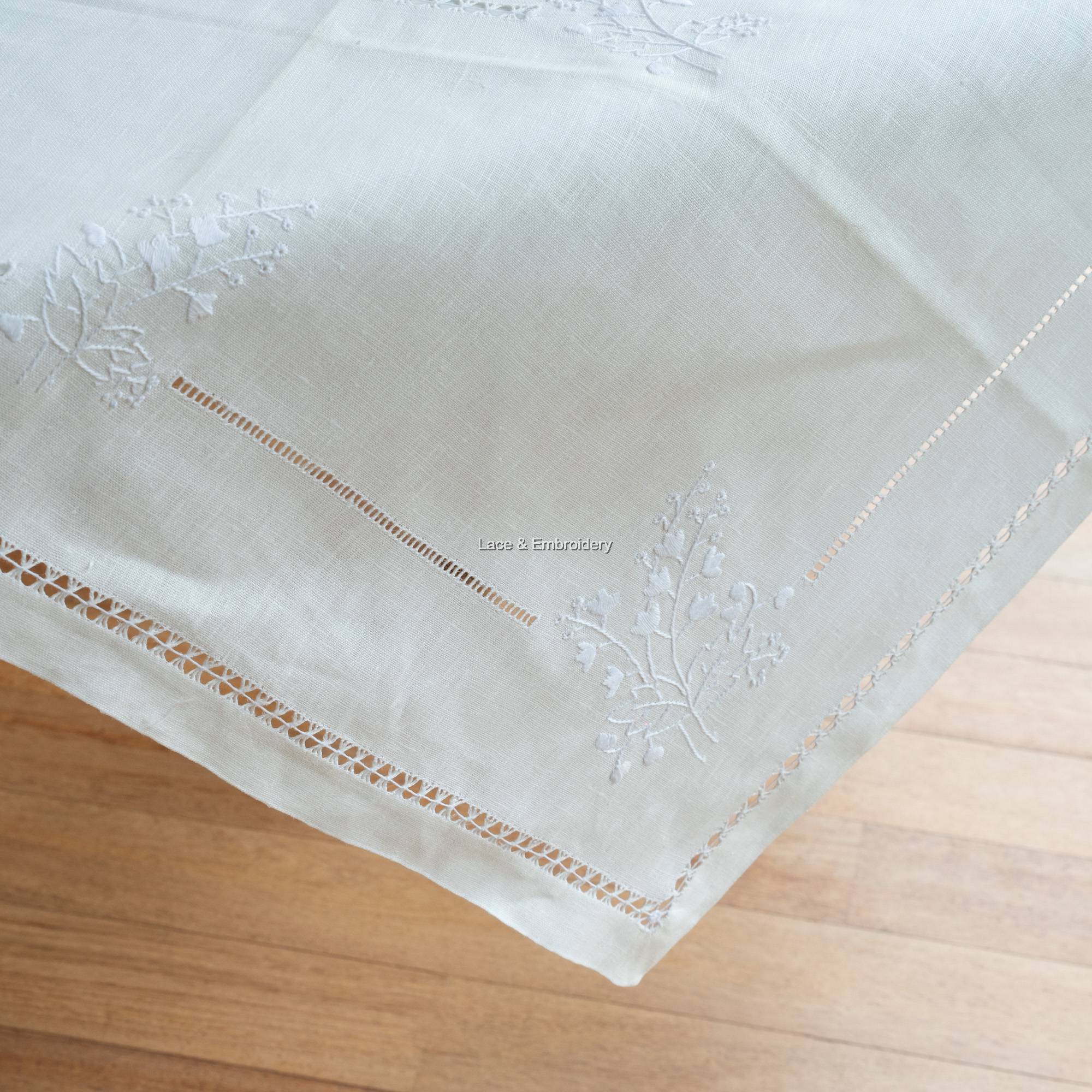 Lace & Embroidery Hand Hemstitched and Embroidered Floral Linen Table ...