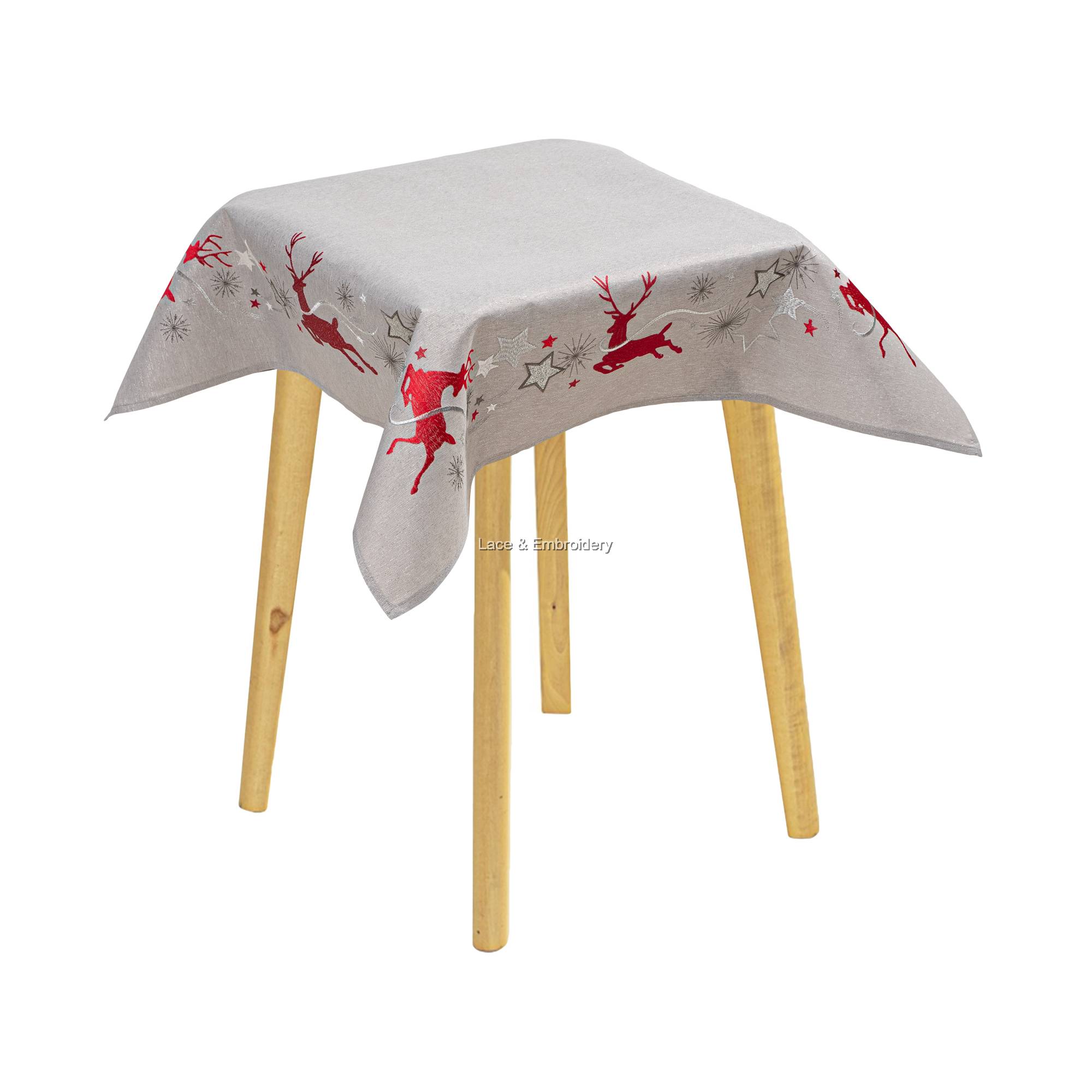 Lace & Embroidery Red Reindeer Embroidery, Lurex Fabric 85x85cm/34x34 ...