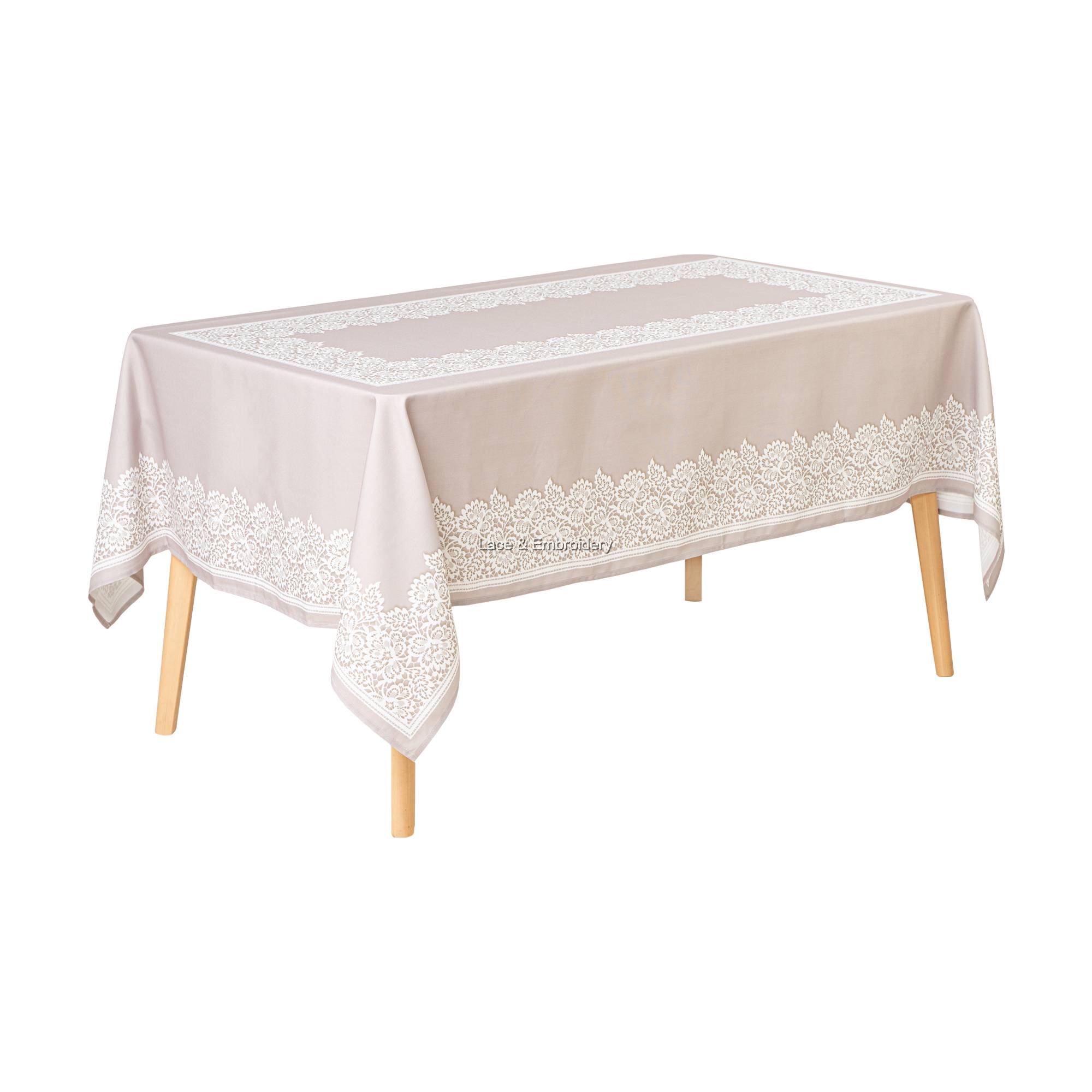 Cottage Yarn White Lace Printed Polyester Tablecloth. Multi-Size. From ...