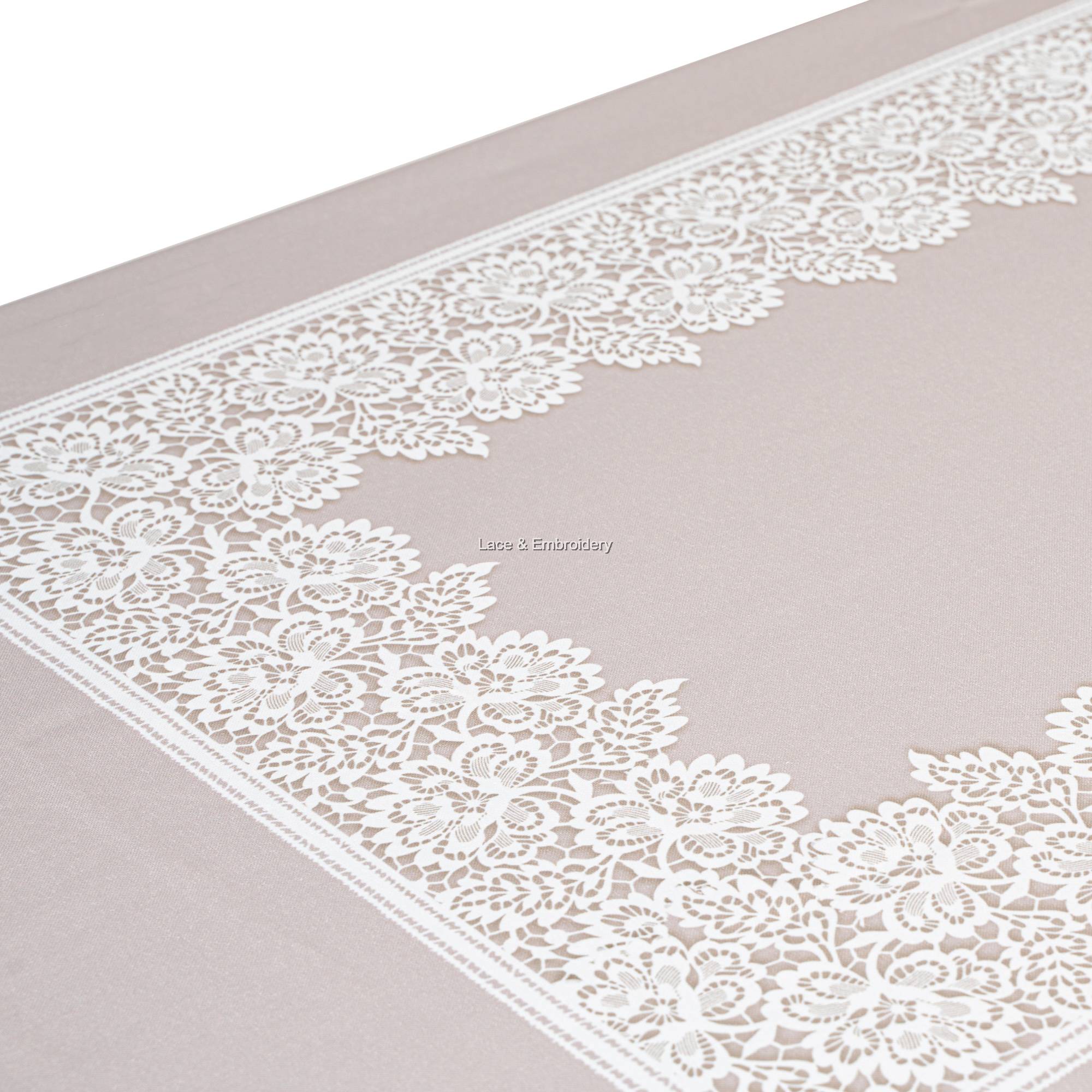 Cottage Yarn White Lace Printed Polyester Tablecloth. Multi-Size. From ...