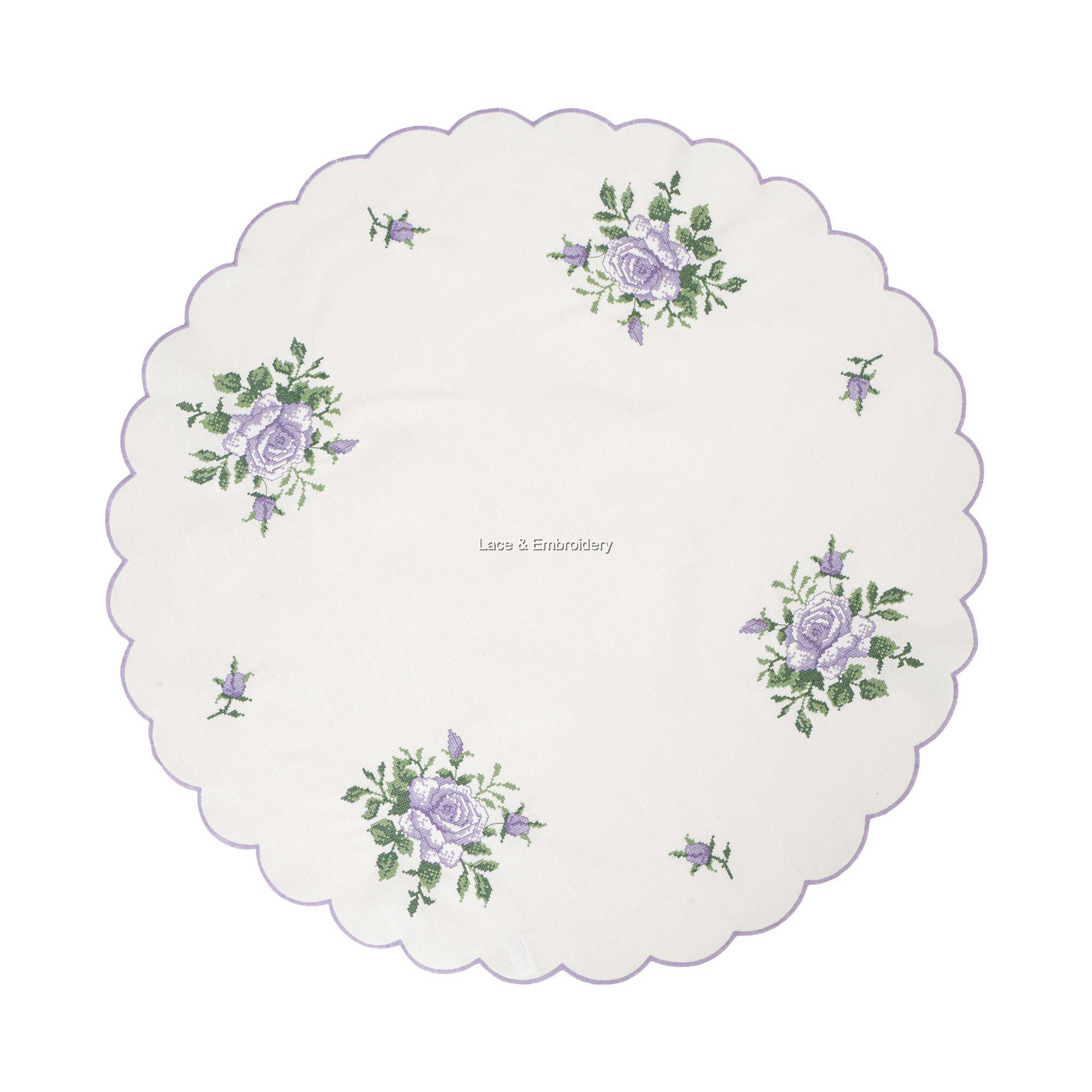 Lace & Embroidery Violet Cross Stitch Purple Cotton Thread Embroidery ...