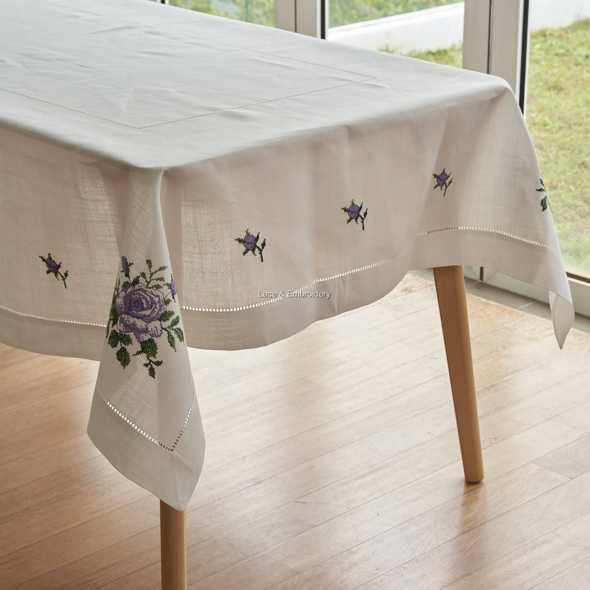 Lace & Embroidery Violet Cross Stitch Purple Cotton Thread Embroidery. Round/Rectangle from ...