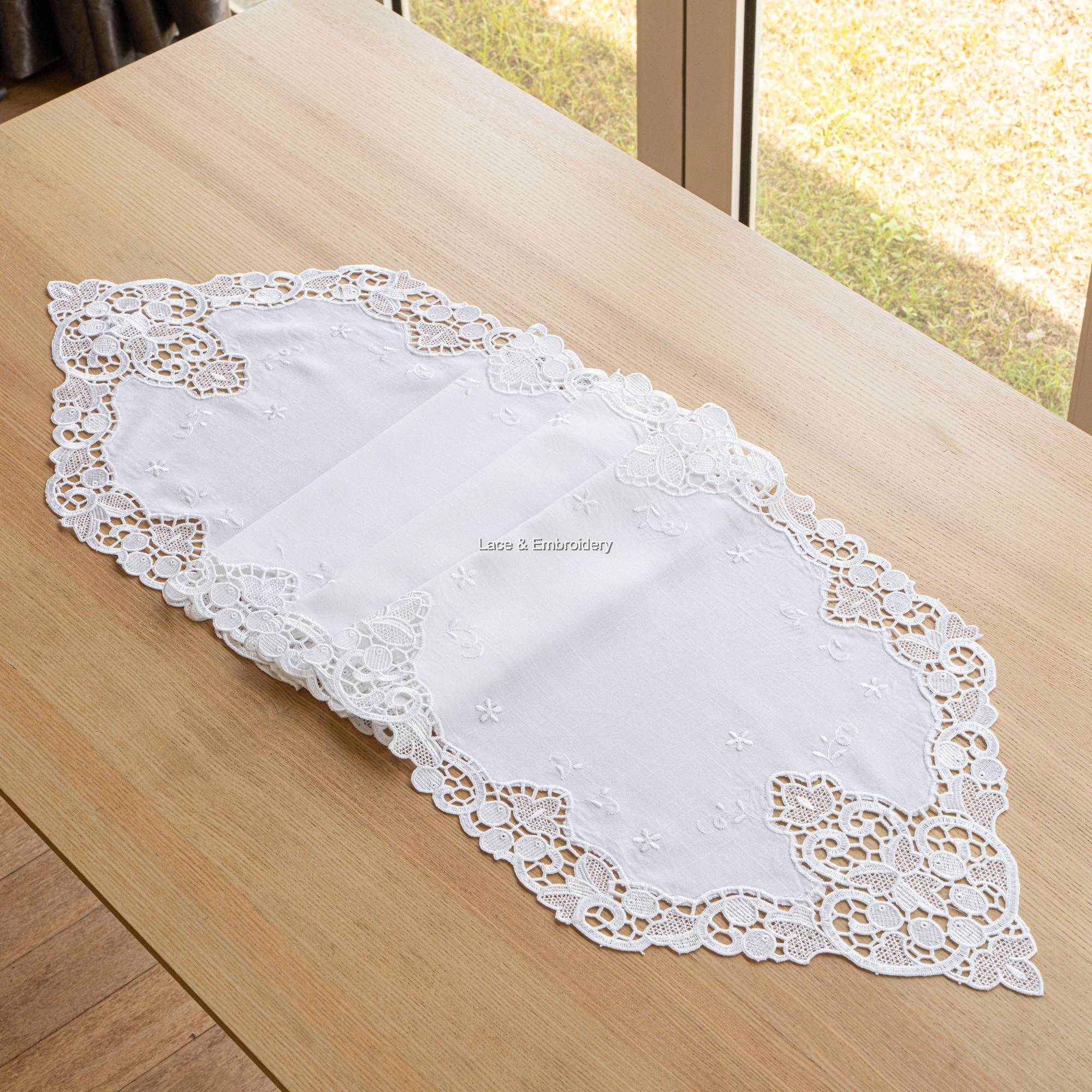Lace & Embroidery Anglo Lace Grape Embroidery Soft Polylinen Table ...