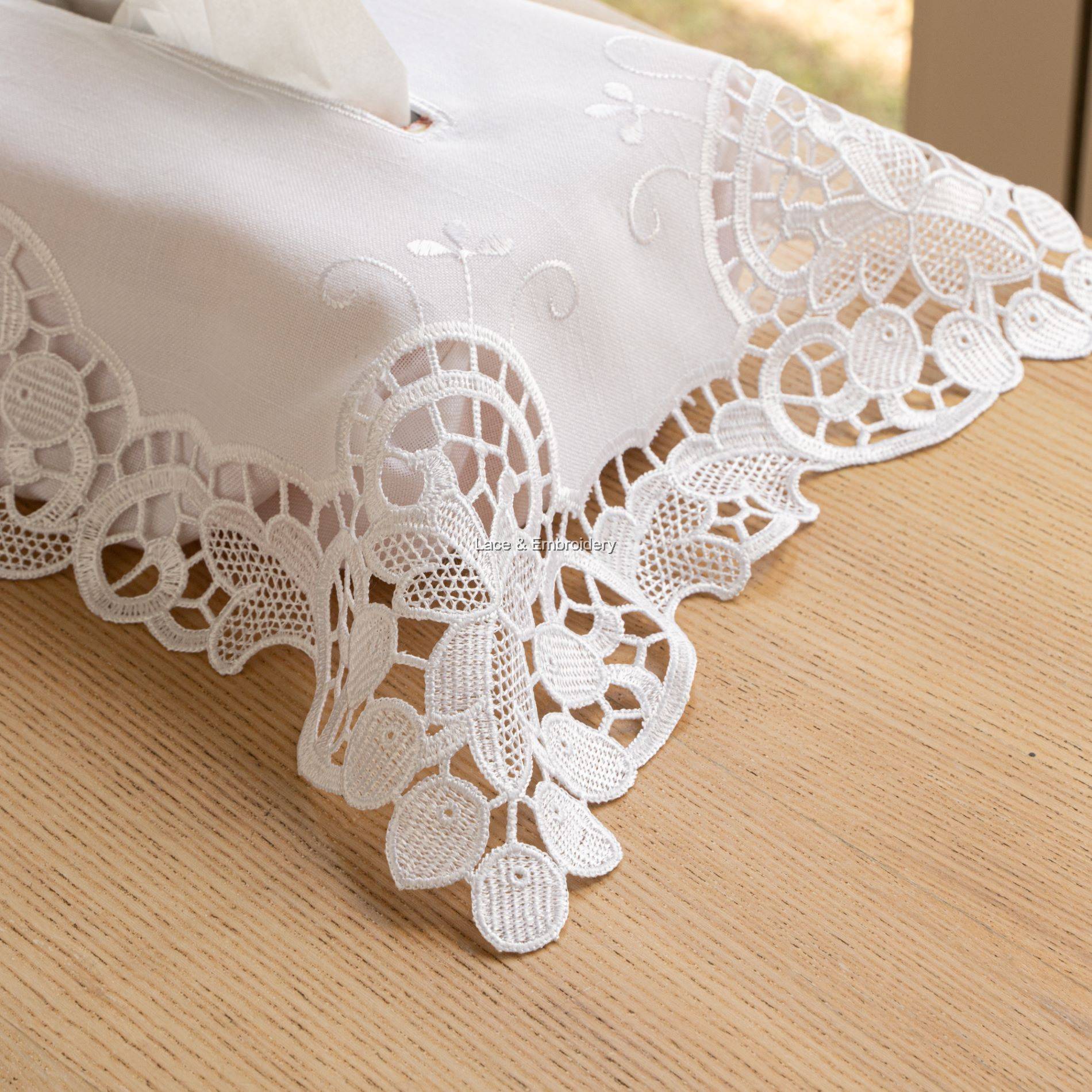 Lace & Embroidery Anglo Lace Grape Embroidery Soft Polylinen Fabric ...