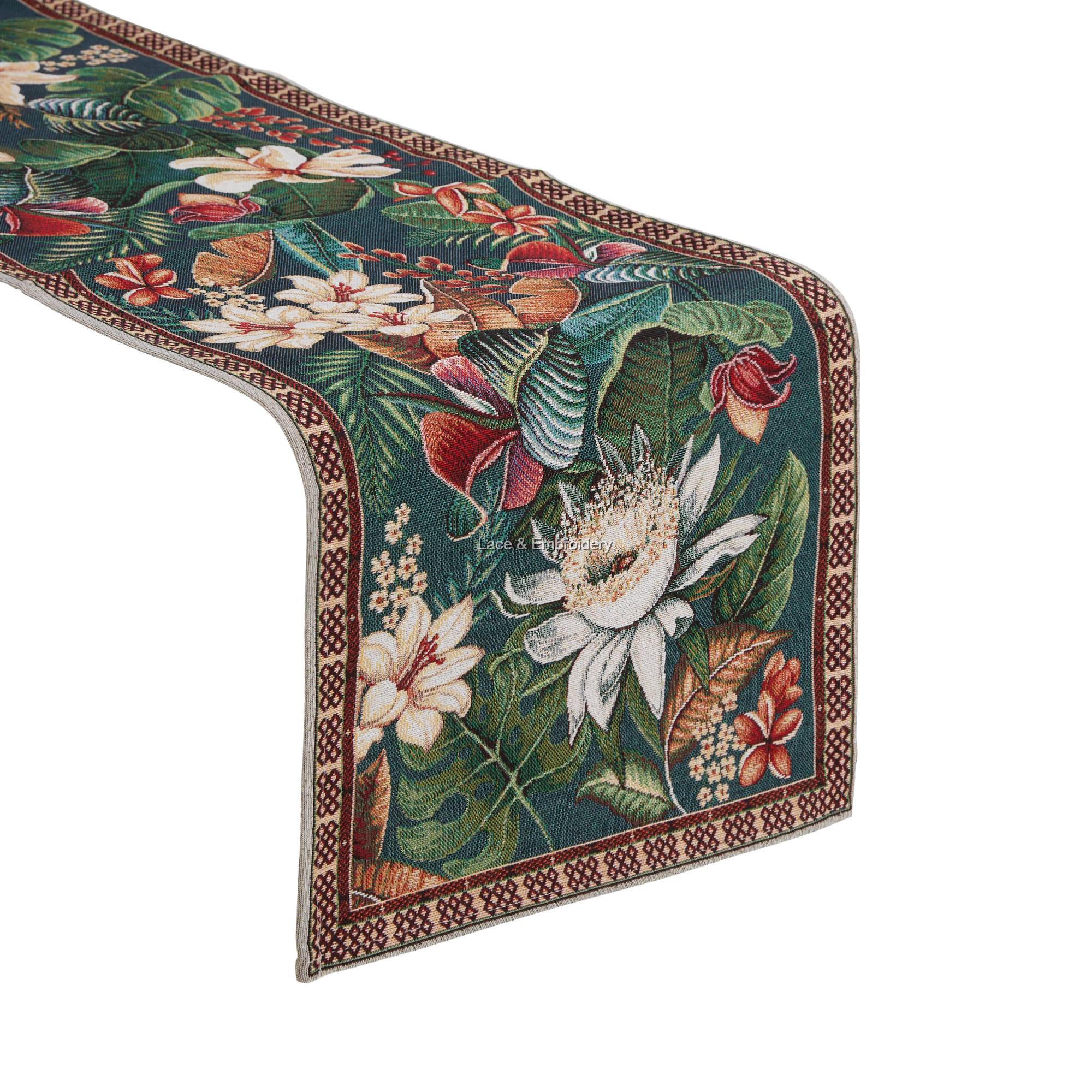 Lace & Embroidery Lotus Spain Gobelin Jacquard Table Runner/Dresser ...