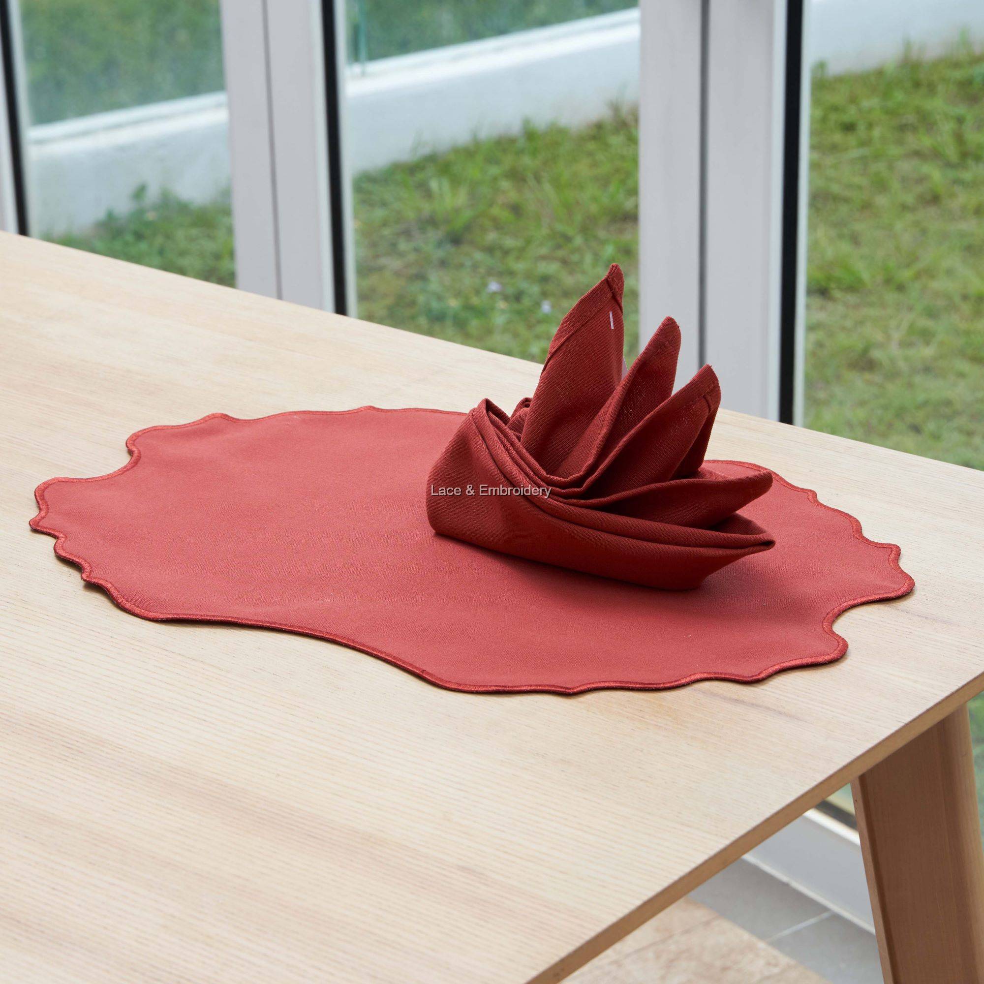 Cottage Yarn Plain Apricot Red Thick Spun Polyester Dinner Cloth Table ...