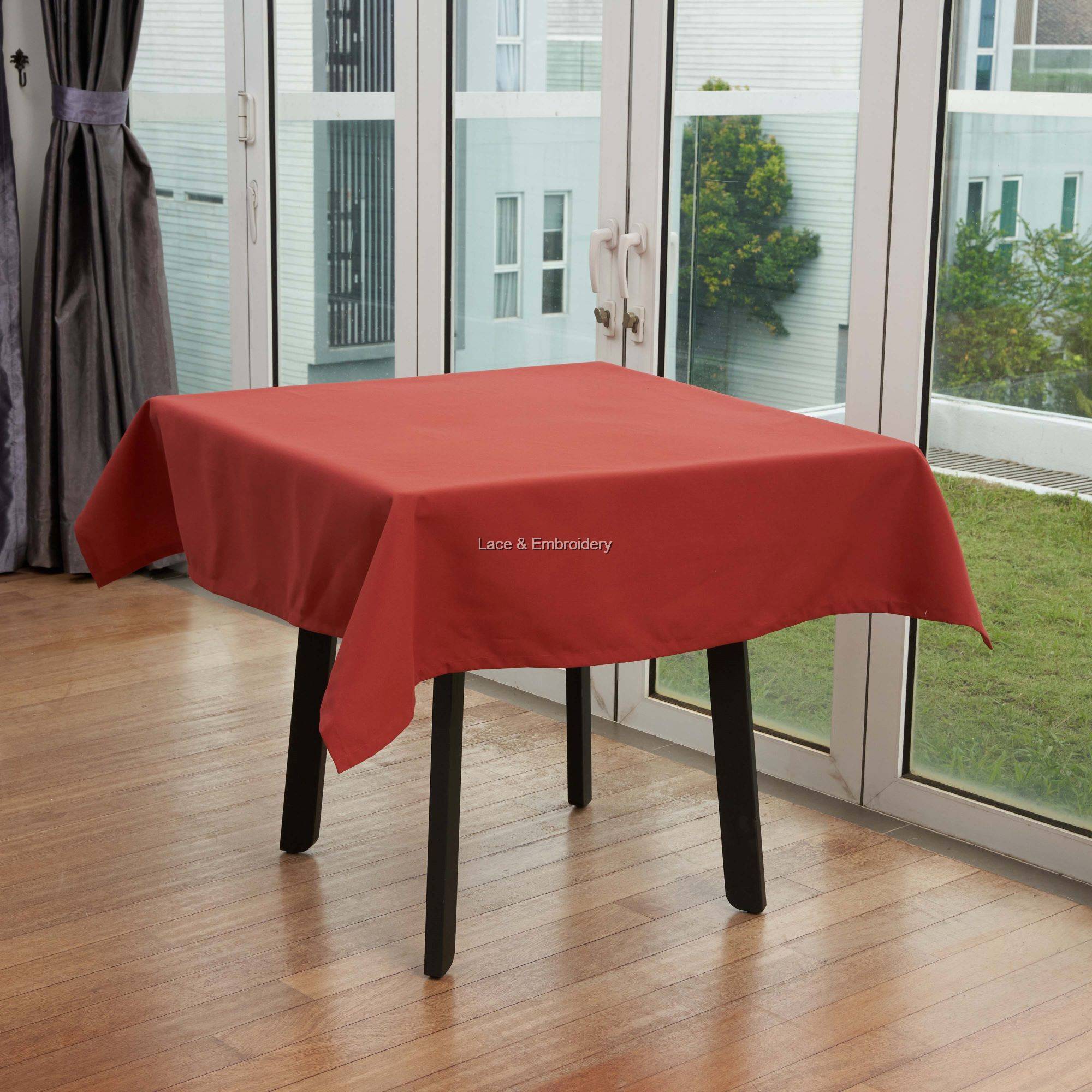 Cottage Yarn Plain Apricot Red Thick Spun Polyester Dinner Cloth Table ...