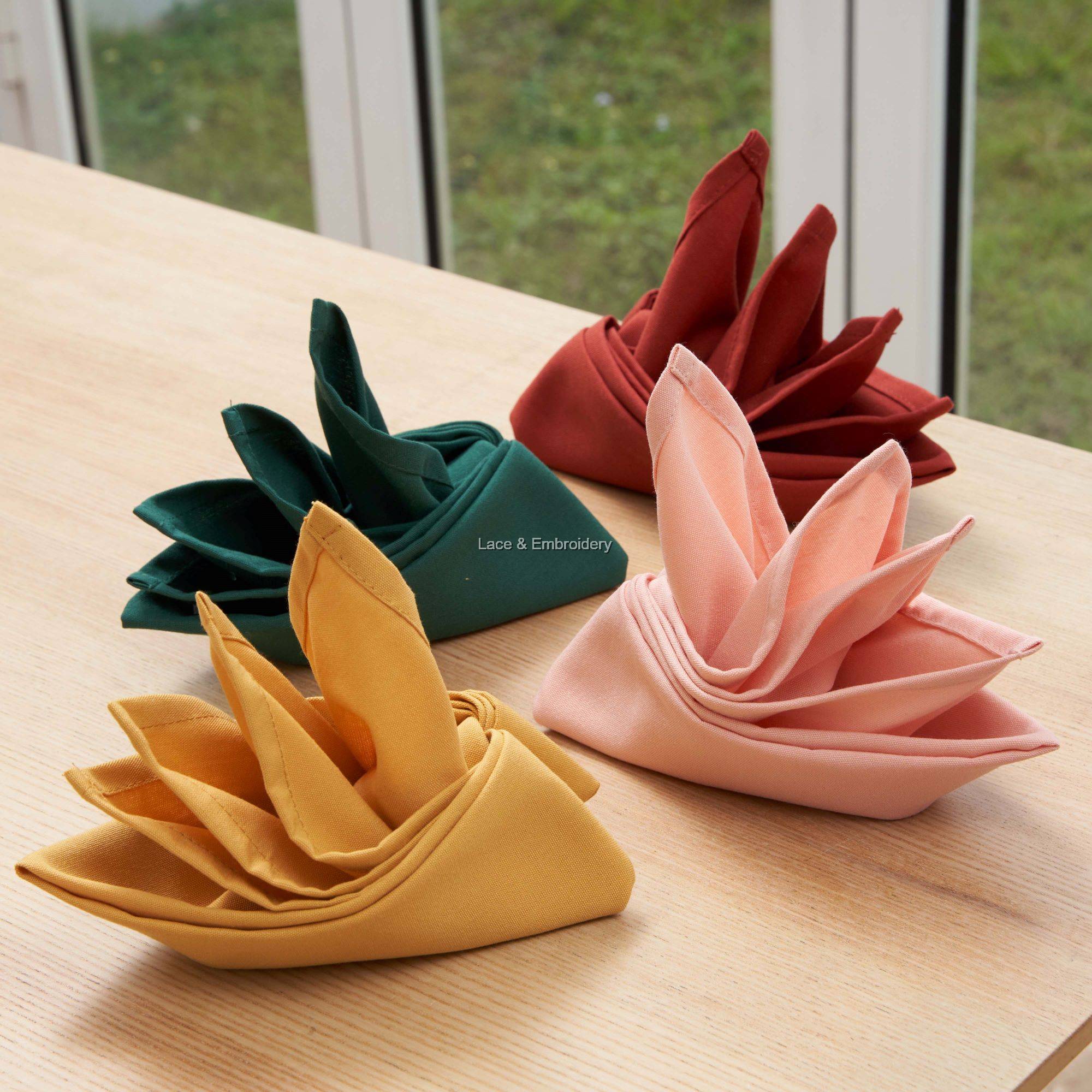 Cottage Yarn Plain Apricot Red Thick Spun Polyester Dinner Cloth Table ...